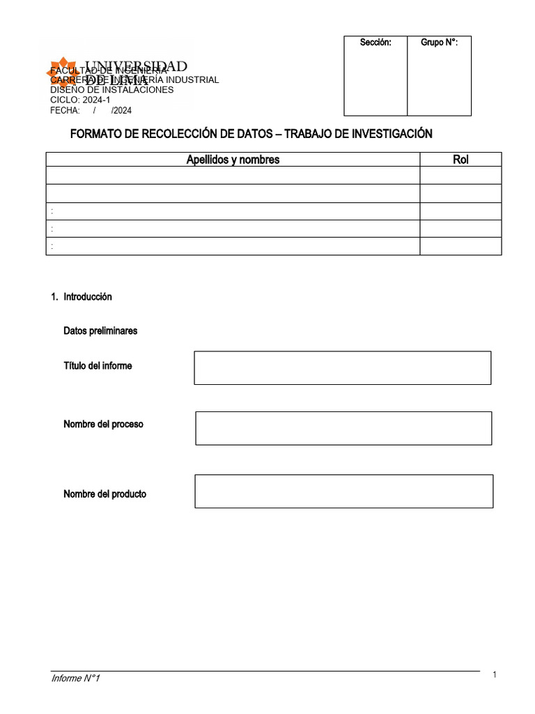 Tp-Formato Trabajo de Investigación 2024-1 | PDF | Diseño | Ingeniería