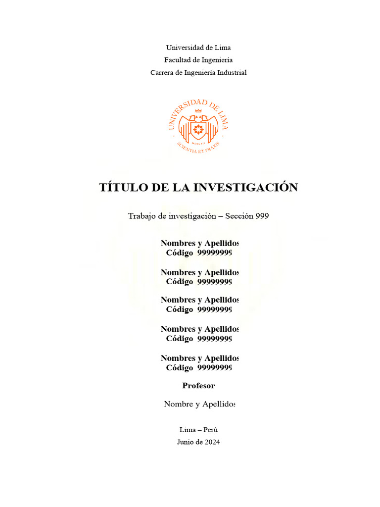 Tp-Modelo Trabajo de Investigación 2024-1 | PDF | Diseño