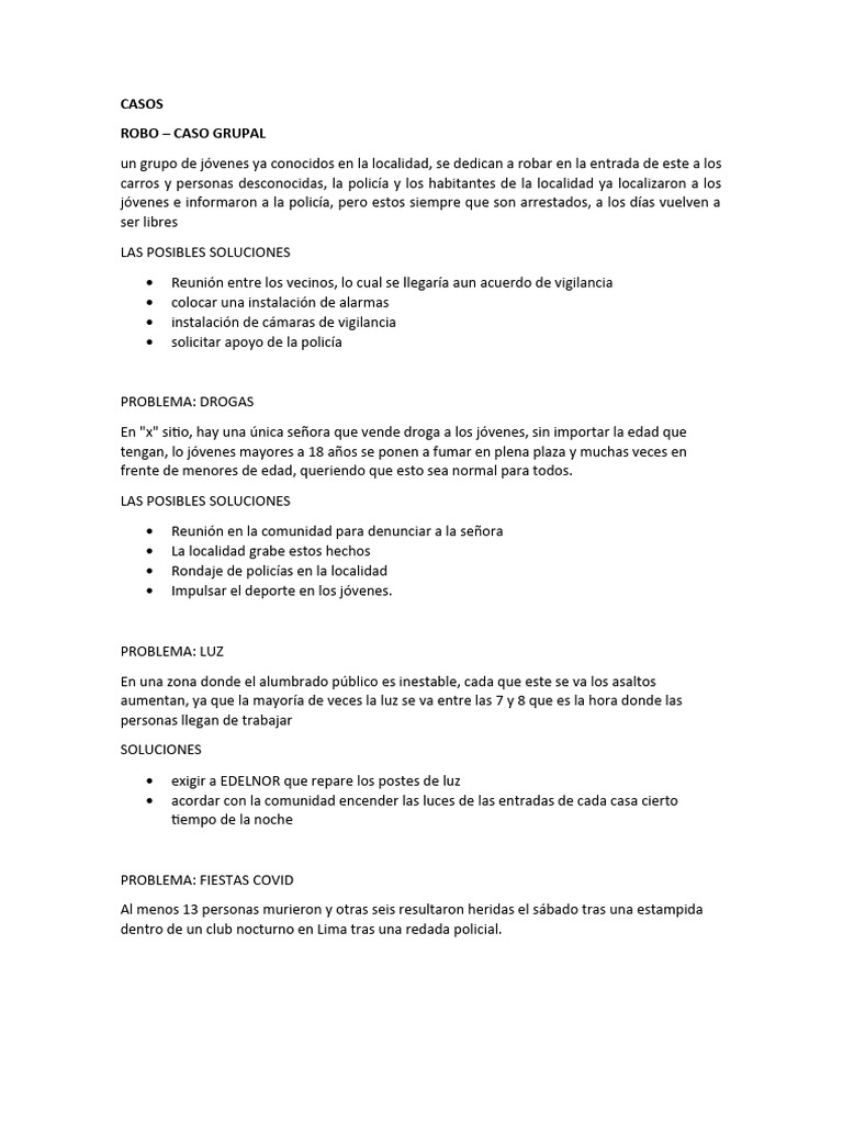 Soluciones a Problemas Comunitarios | PDF