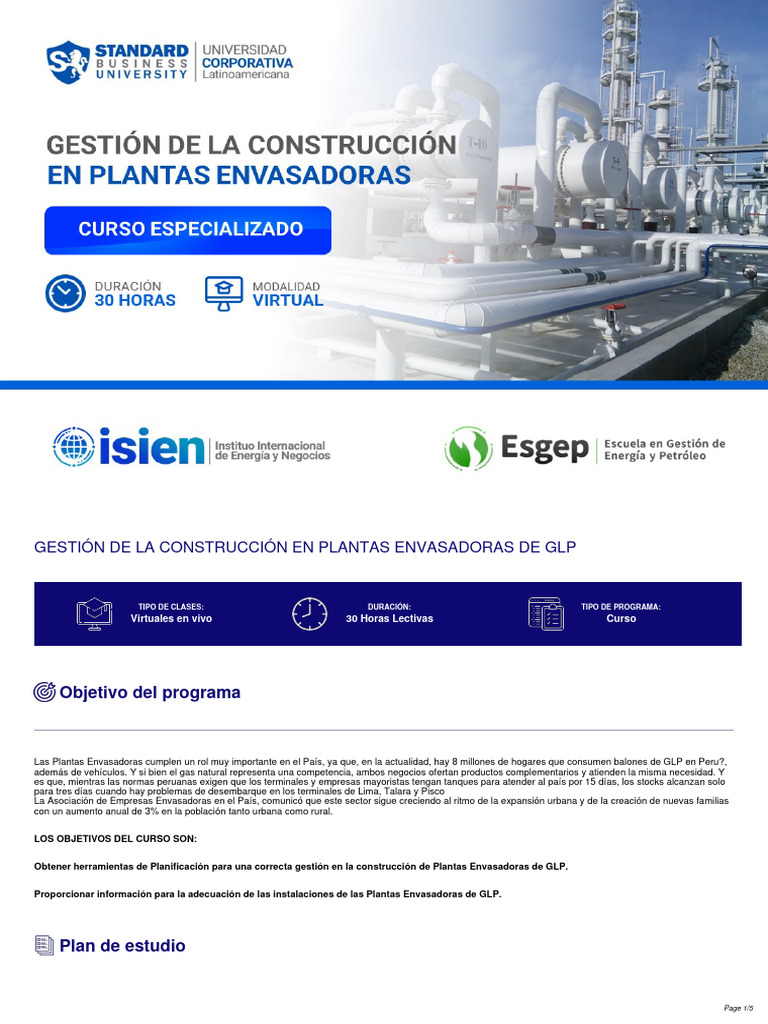 Brochure Gestion de La Construccion en Plantas Envasadoras | PDF | Ingeniería