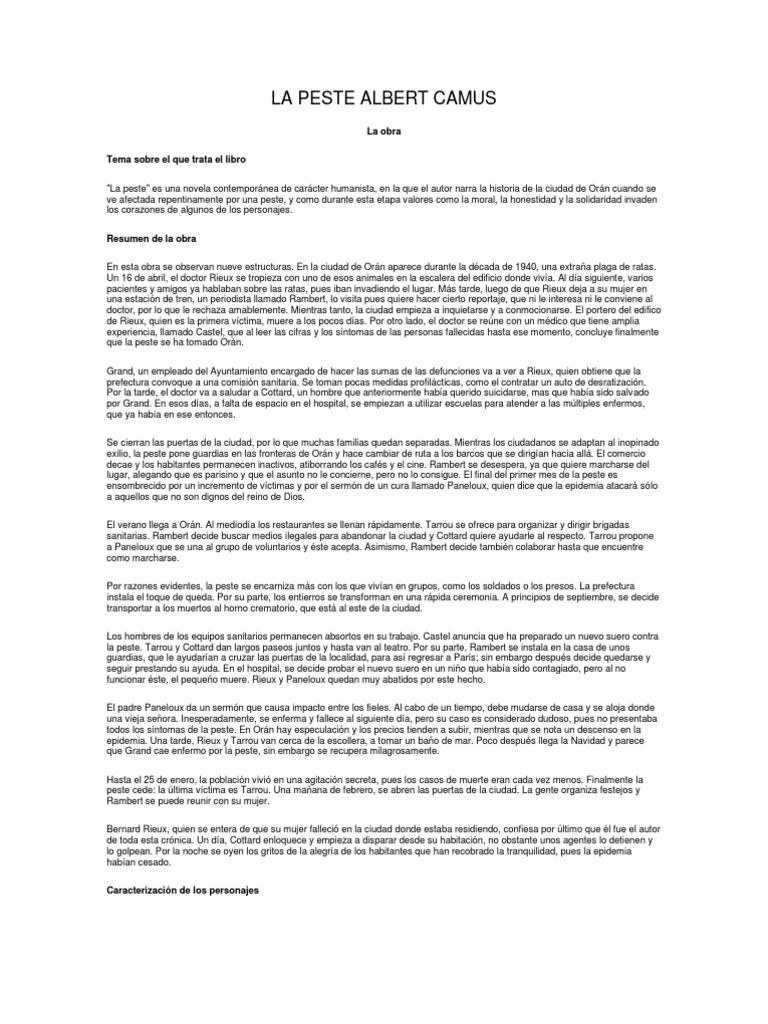 La Peste Albert Camus | Albert Camus | Bienestar