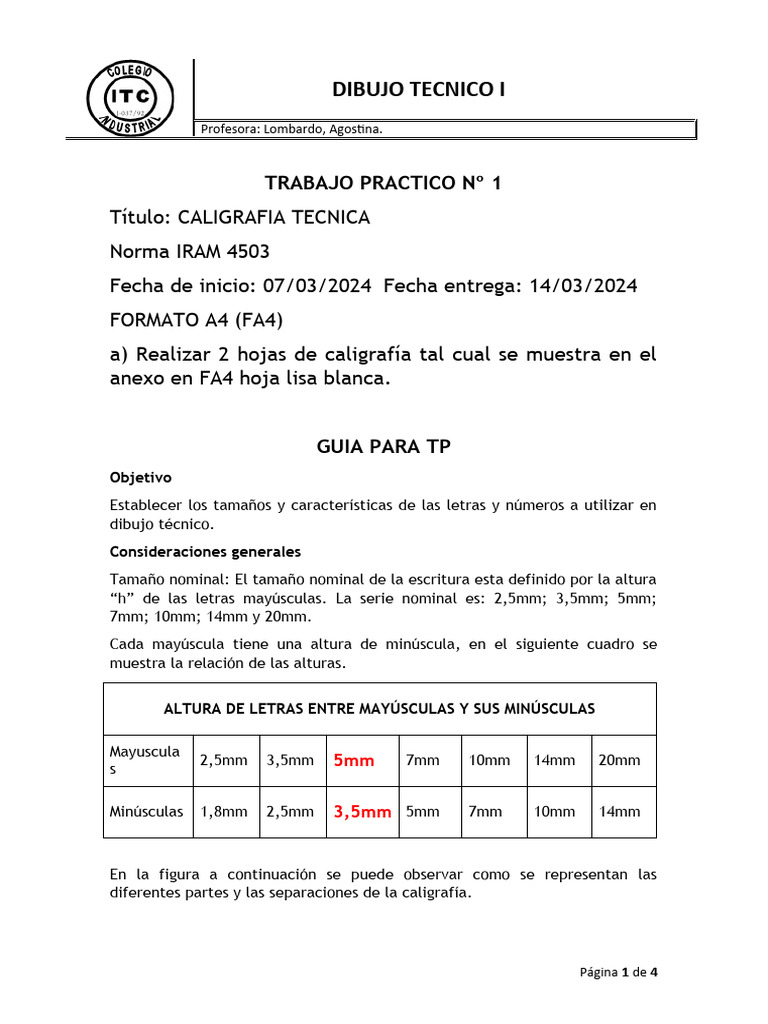 Caligrafía Técnica según IRAM 4503 | PDF | Caligrafía | Dibujo