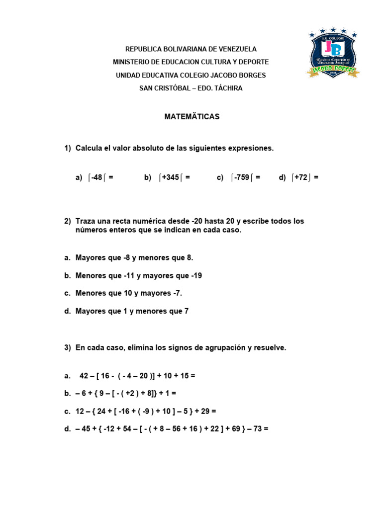 Ejercicios de Matemáticas Básicas | PDF | Métodos y materiales de enseñanza