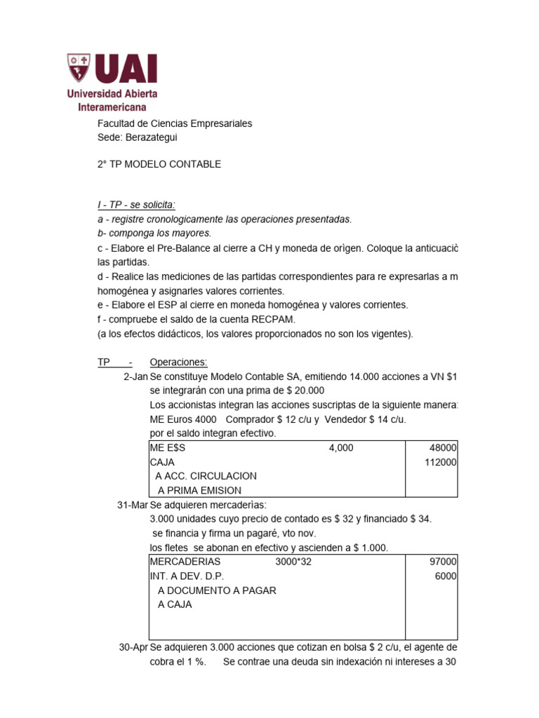 Modelo Contable: Guía de Ejercicios | PDF | Economía del conocimiento | Corporaciones