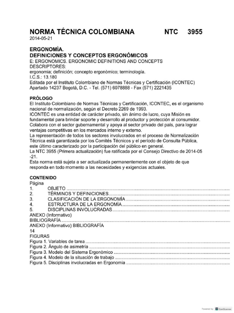 NTC 3955 ERGONOMIA Definiciones | PDF