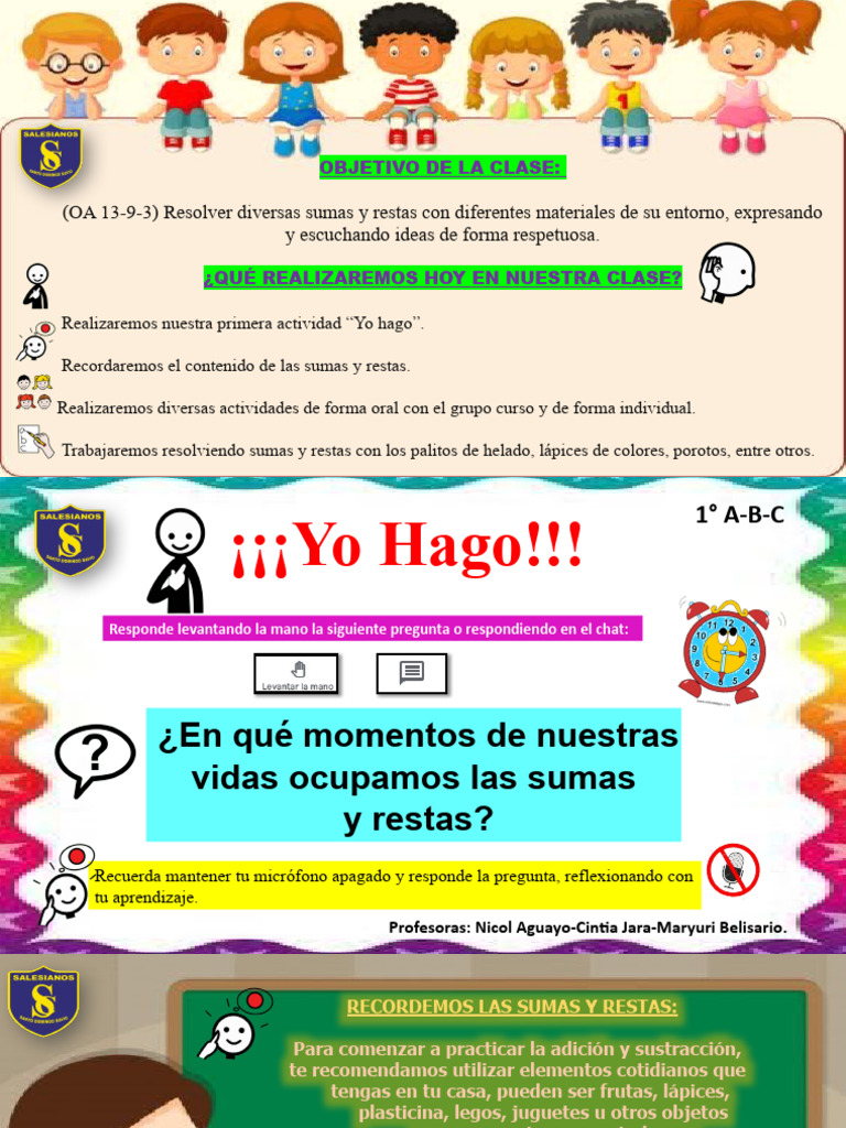 1°básicos PPT Matemáticas Sumas y Restas | PDF