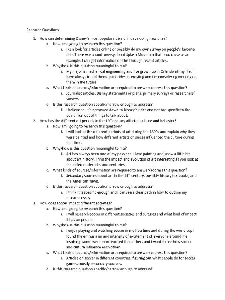 Enc 1102 Research Questions | PDF | Science