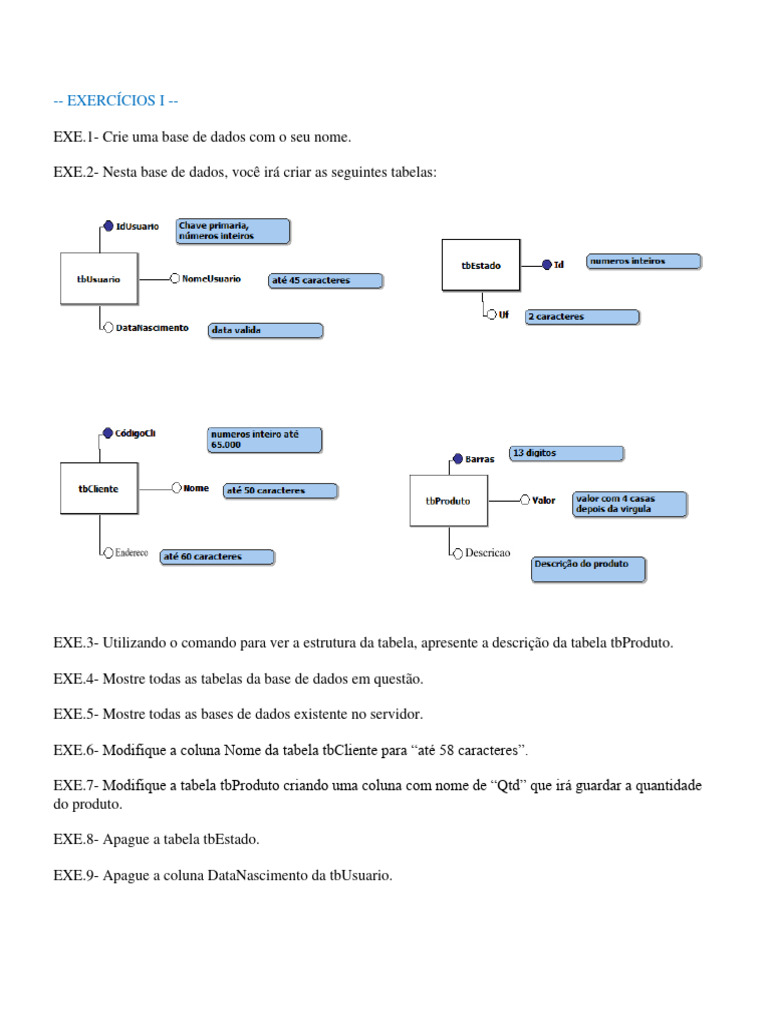 Tlbd2 - Lista de Exercicio | PDF | Tabela (banco de dados) | Gestão de dados