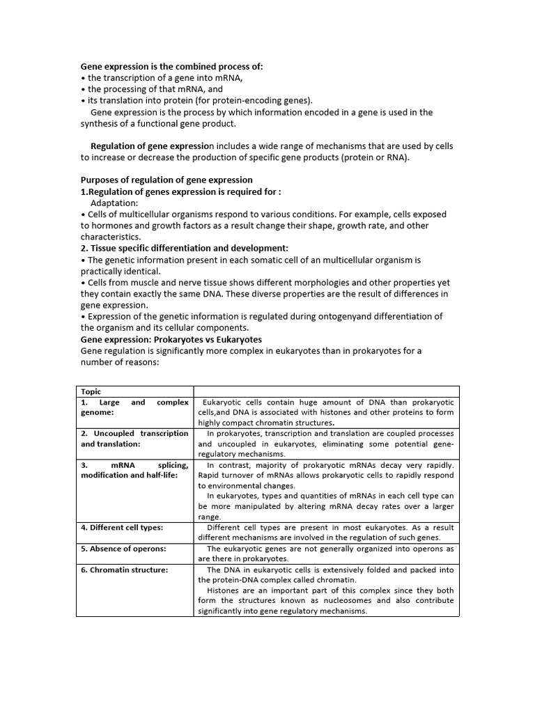Gene Expression Is The Combined Process of | PDF | Regulation Of Gene Expression | Gene