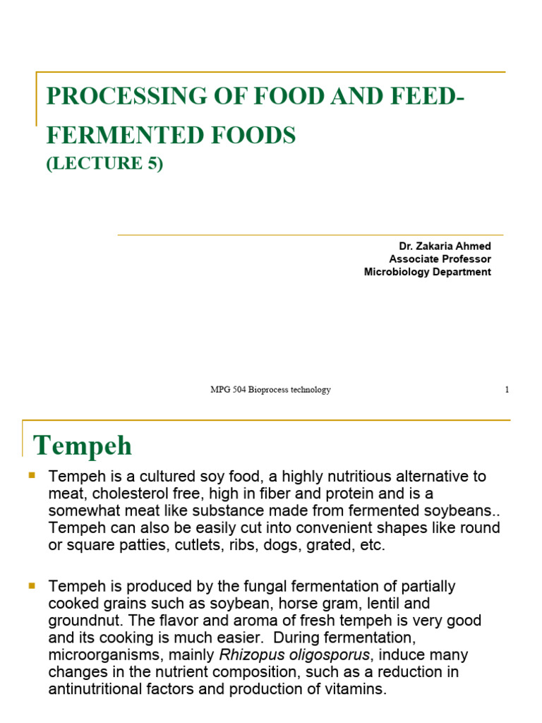 Lecture 5 - Processing of Food and Feed - Fermented Foods | PDF | Foods ...