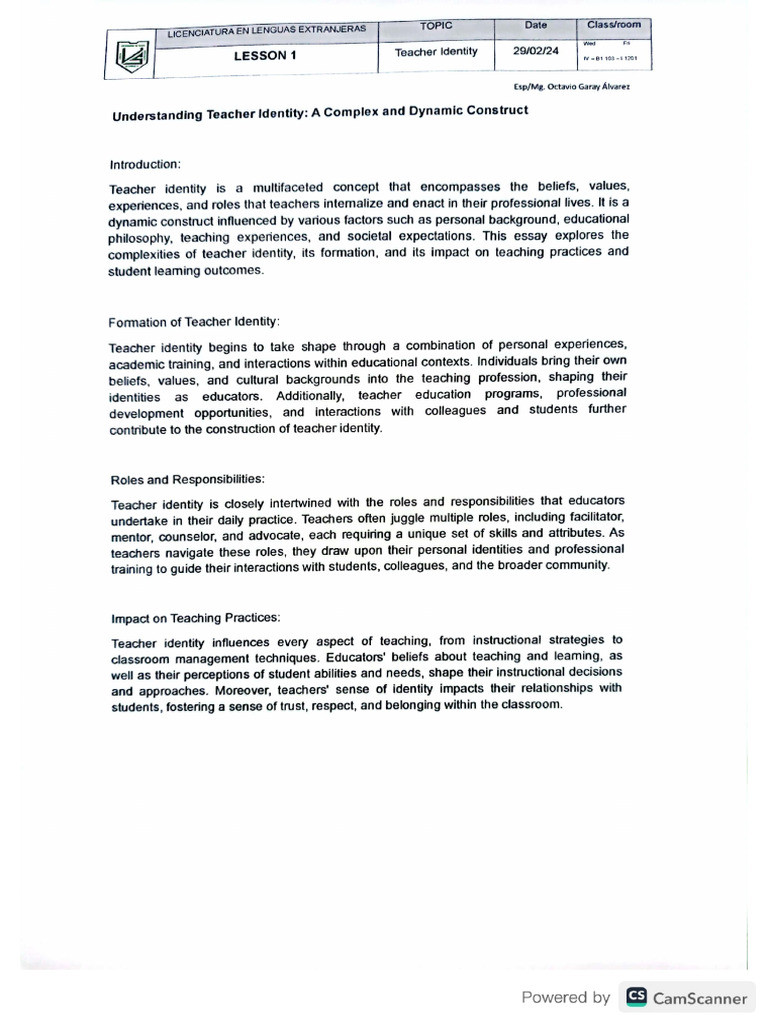 Understanding Teacher Identity a Complex and Dynamic Construct | PDF