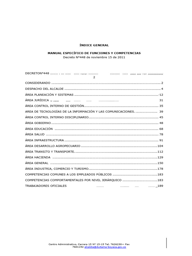 25 - Decreto 448 de 2011 Funciones | PDF | Alcalde | Planificación