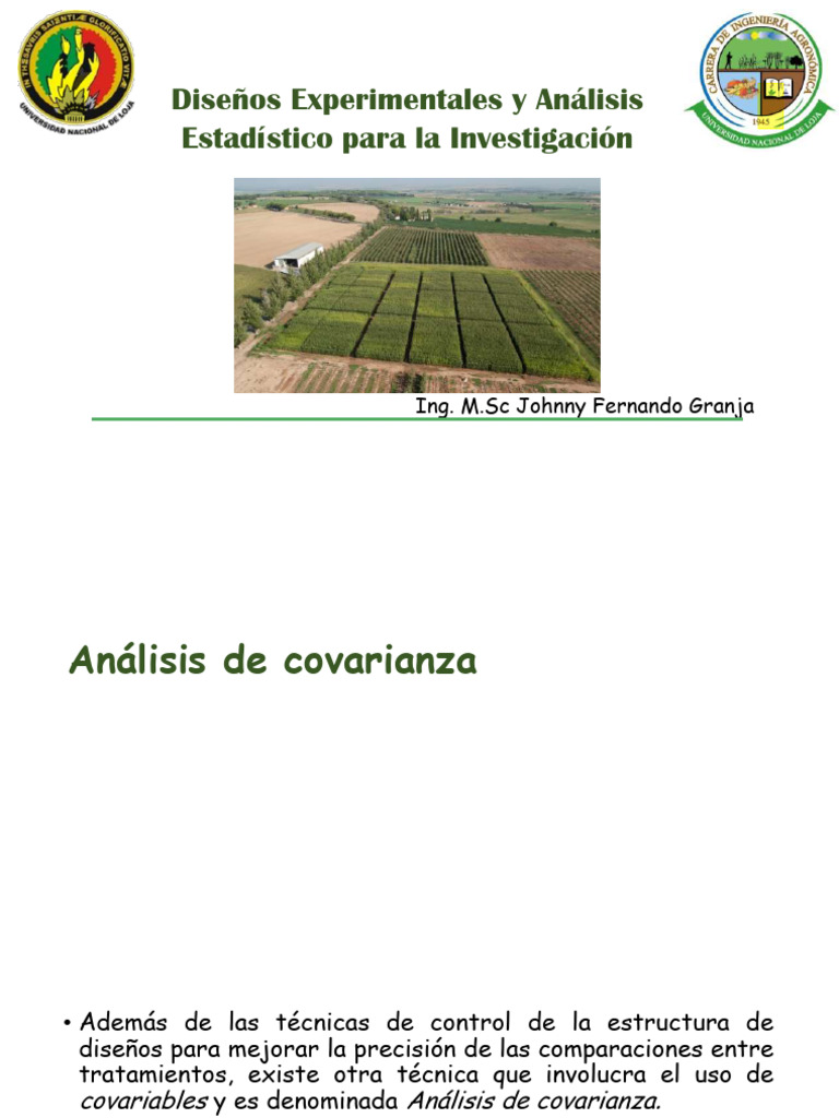 Clase 4 Analisis de Covarianza y Parcelas Divididas | PDF | Análisis de variación | Experimentar