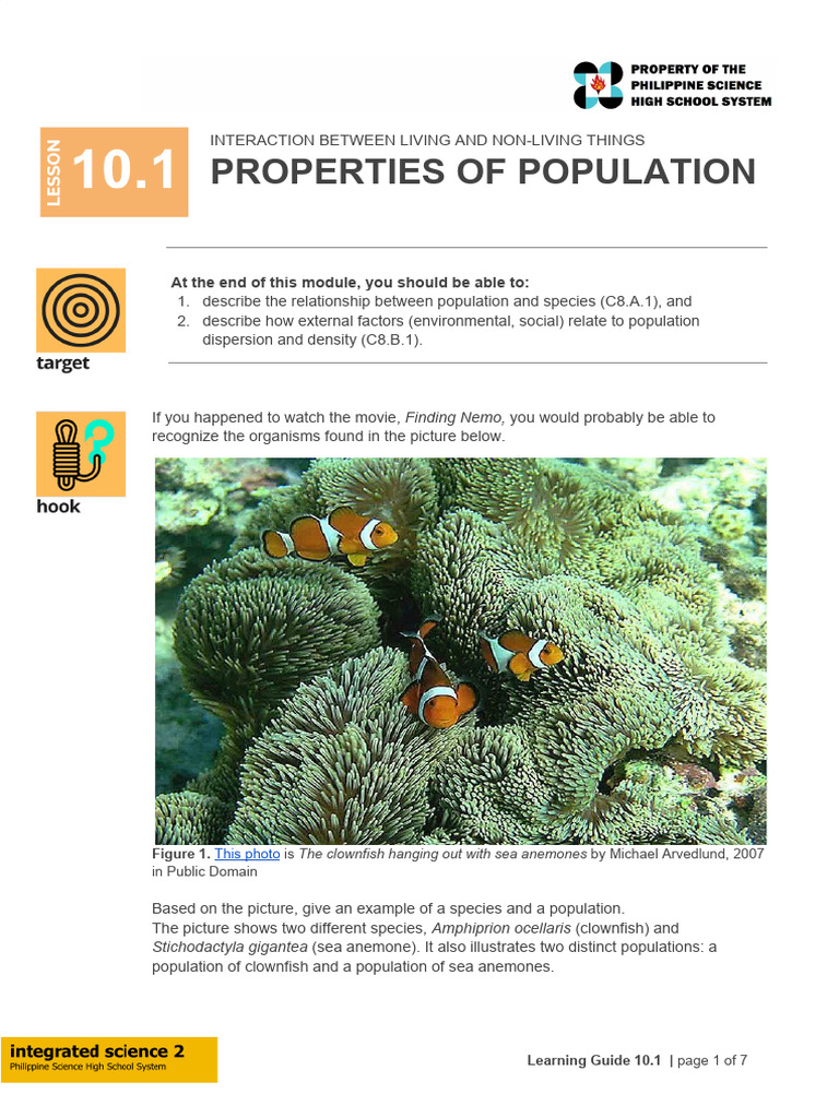 SLG 10.1 Properties of Population | PDF | Biology | Ecology