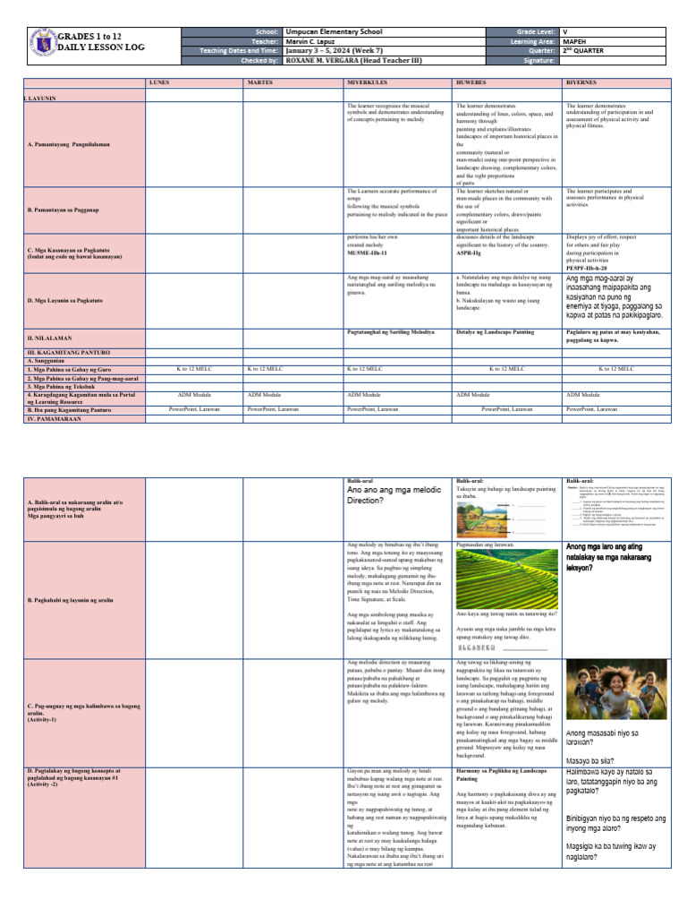 DLL Week 8 Mapeh | PDF