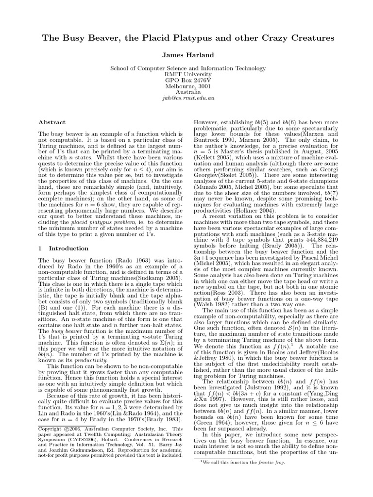 The_Busy_Beaver_the_Placid_Platypus_and-4 | PDF | Function (Mathematics) | Mathematics