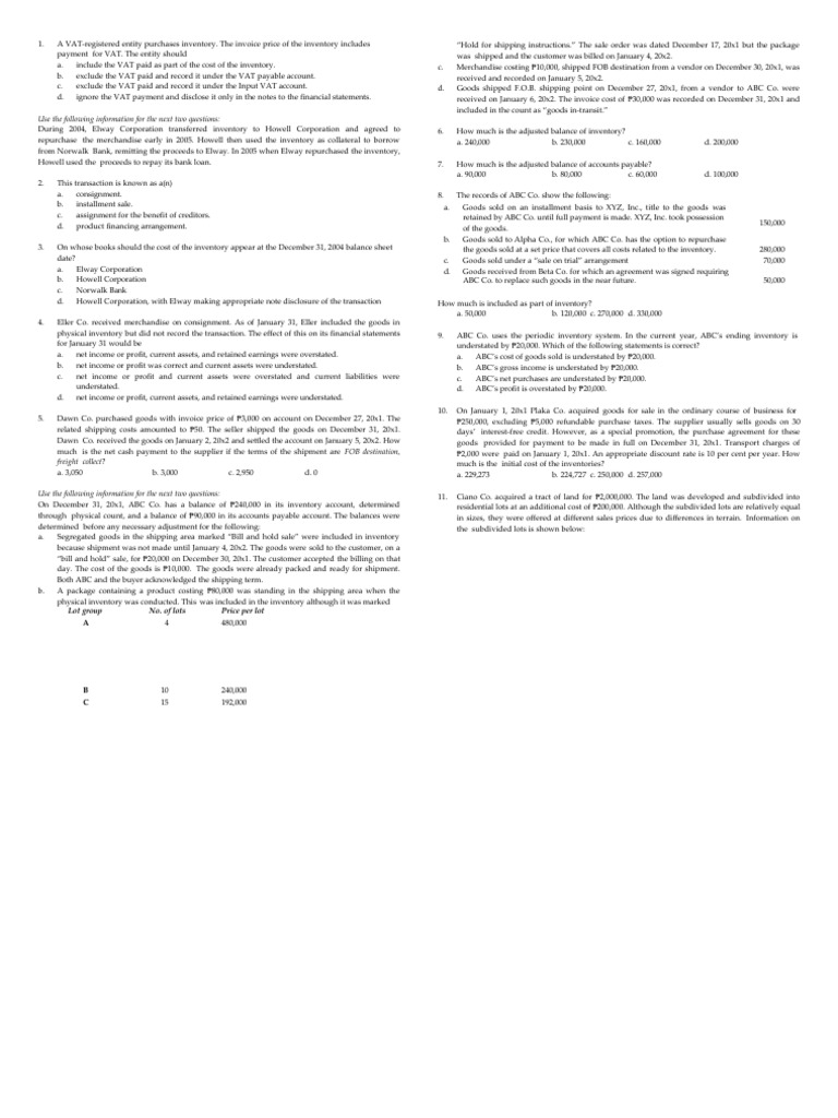 Quiz Ia1 Chapter 7 Inventories | PDF | Cost Of Goods Sold | Inventory