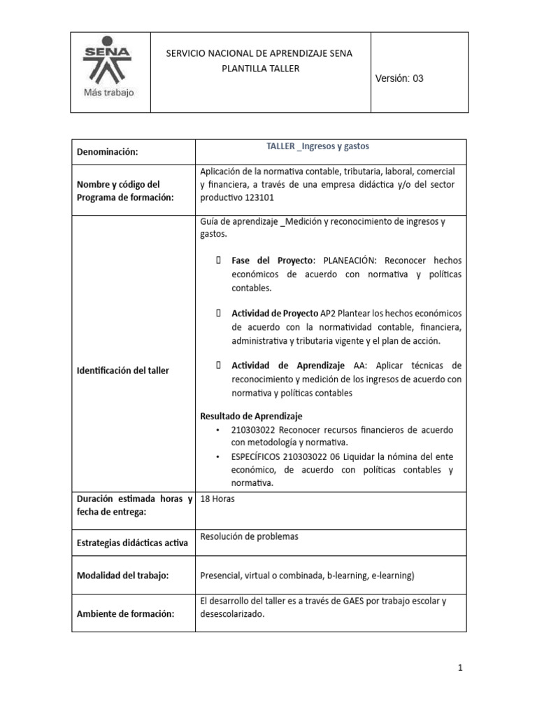 Taller Guia 16 Ingresos y Gastos | PDF | Contabilidad | Depreciación