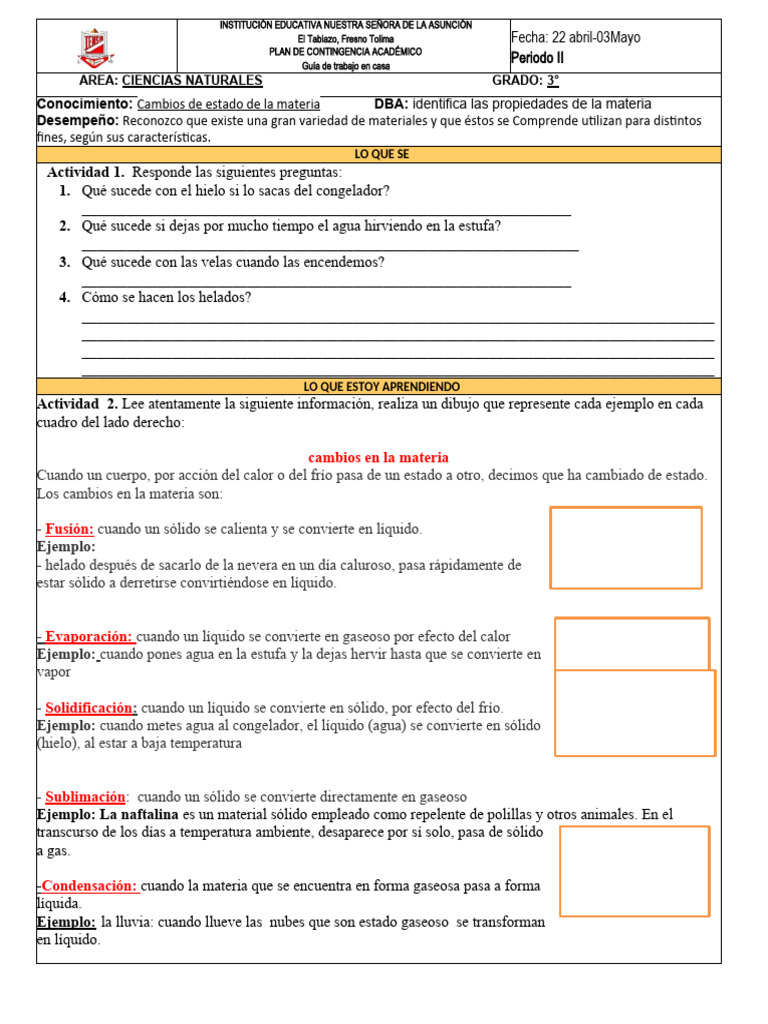 3° Cambios Estados de La Materia | Descargar gratis PDF | Evaporación ...