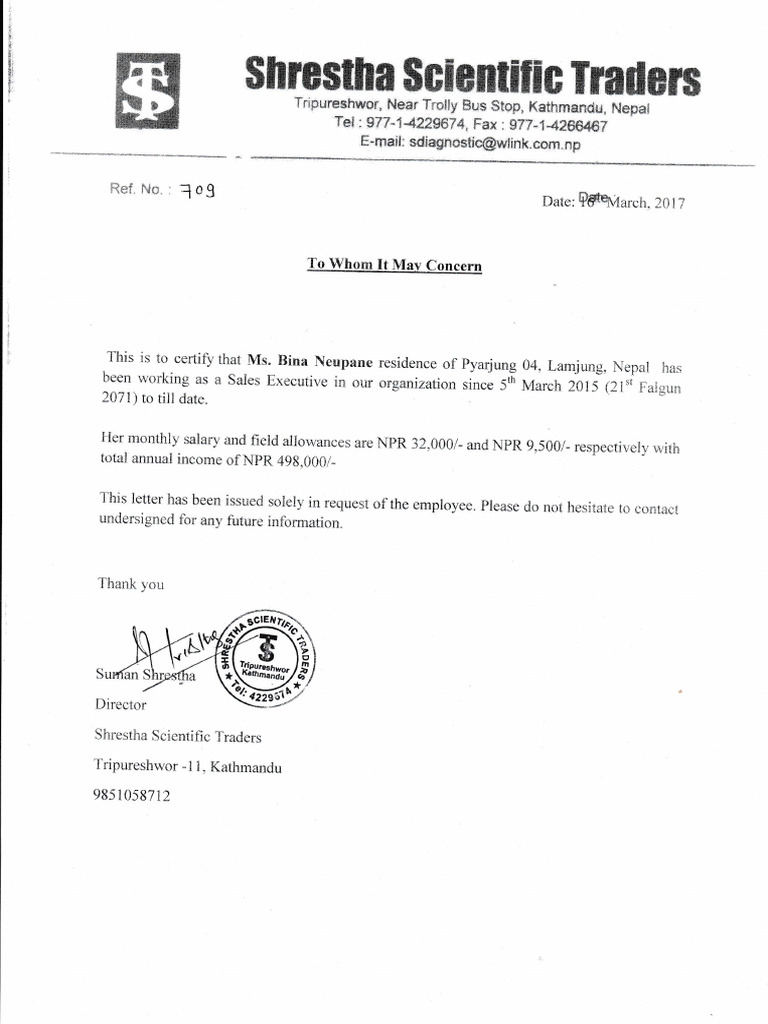 Salary Certificate Sample | PDF
