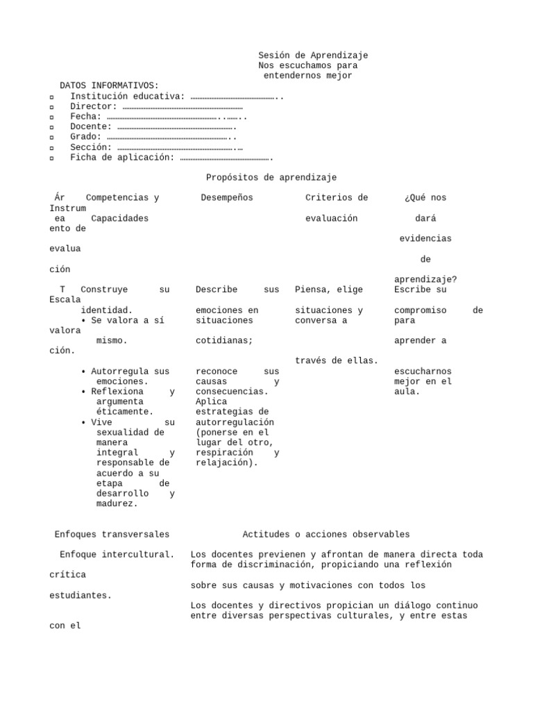 3 Sesion Dia 4 Tut Nos Escuchamos para Entendernos Mejor Unidad 5 ...