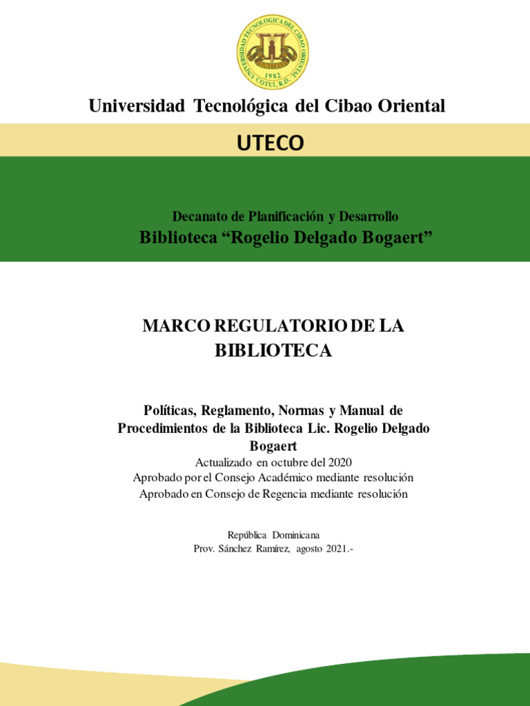 Marco Regulatorio | PDF | Bibliotecas | Alfabetización Informacional