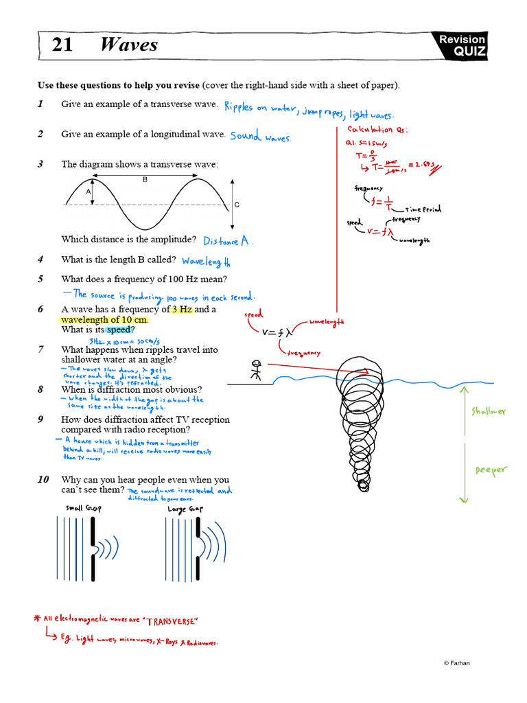 Waves Revision Quiz | PDF | Waves | Wavelength