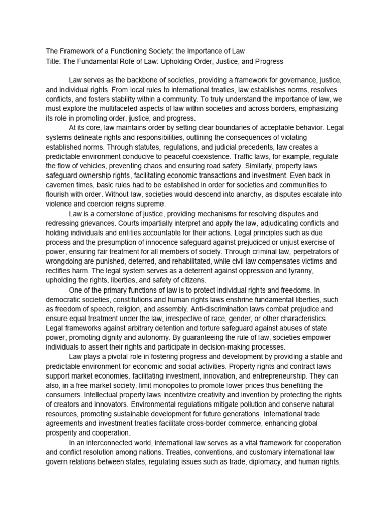 Why Is Law Important | PDF | International Law | Justice