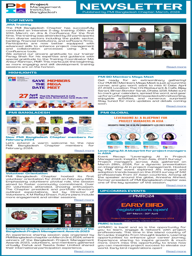 PMI Bangladesh Chapter March 2024 Newsletter | PDF | Bangladesh