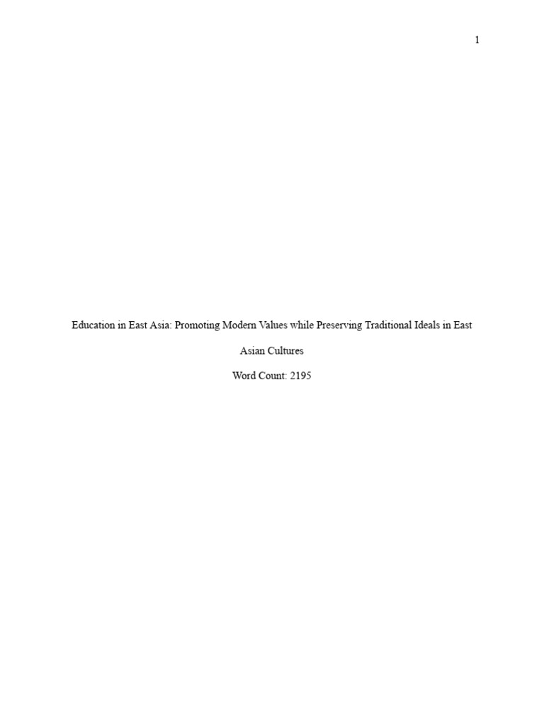 East Asian Education: Balancing Tradition and Modernity | PDF ...