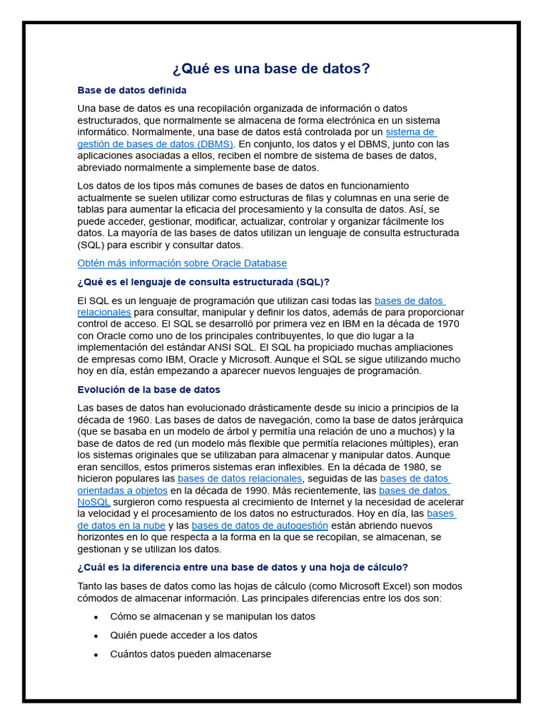 Qué Es Una Base de Datos | PDF | Bases de datos | SQL