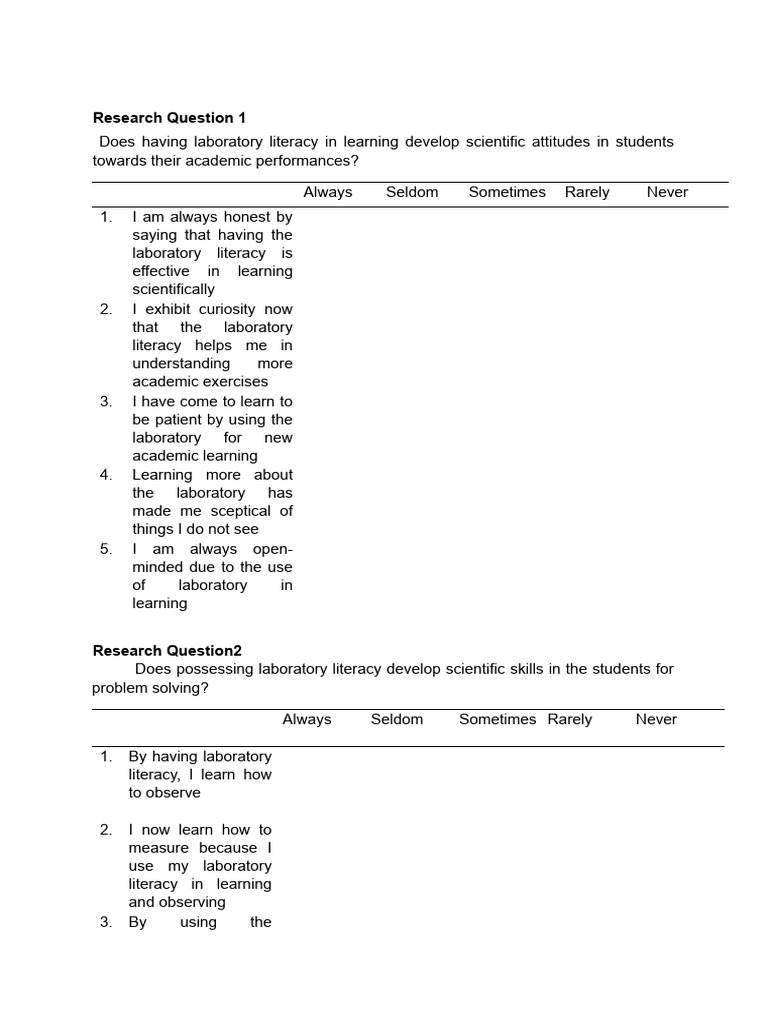 Questionnaire | PDF | Learning | Literacy