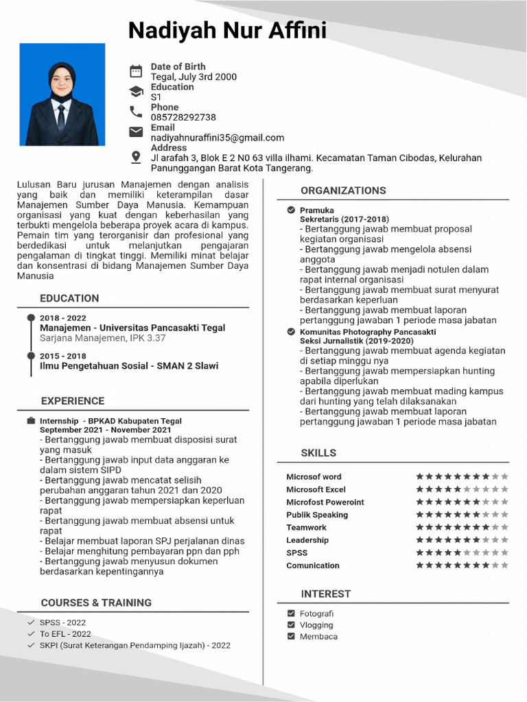 Nadiyah Nur Affini (CV) | PDF