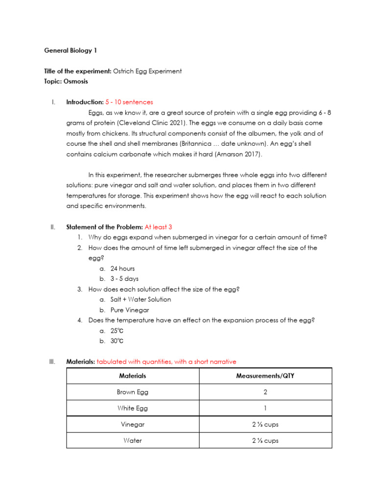 Ostrich Egg General Biology 1 Lab Report | PDF | Osmosis | Water
