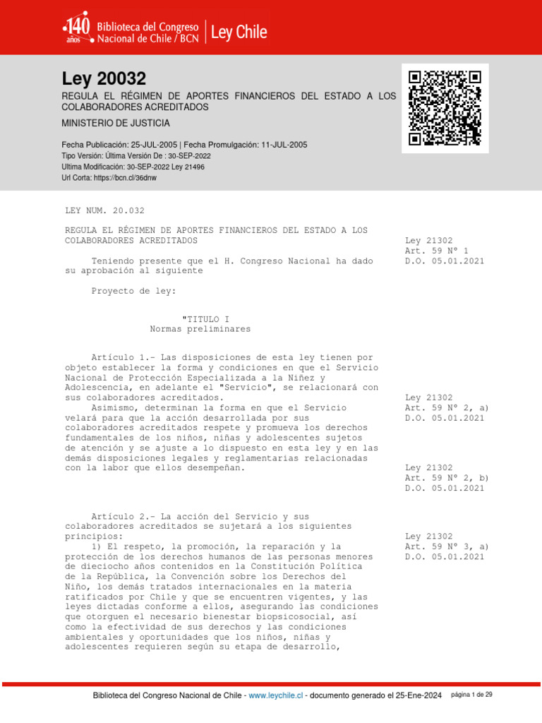 LEY-20032_25-JUL-2005 | PDF | Adopción | Justicia