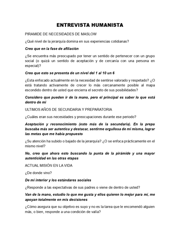 Entrevista Humanista | PDF