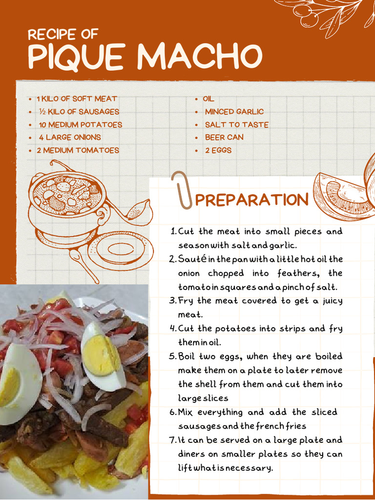 Receta de Pique Macho Fácil | PDF | Cocina de las Americas | Alimentos