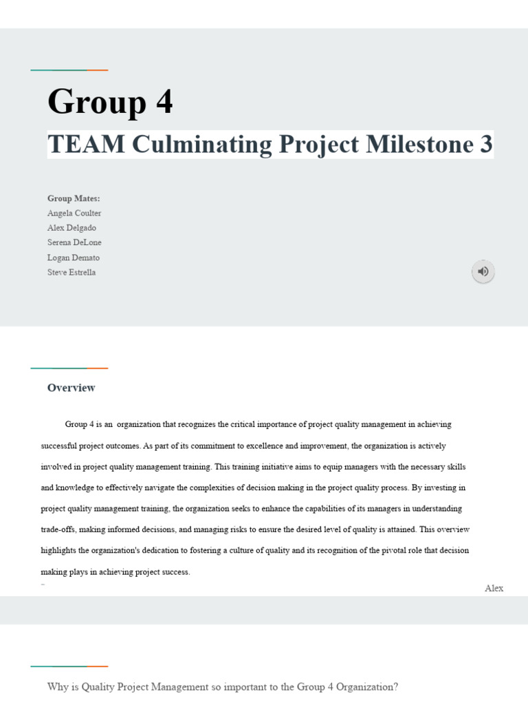 Group 4 Team Culminating Project Milestone 3 | PDF | Customer Satisfaction | Quality Management