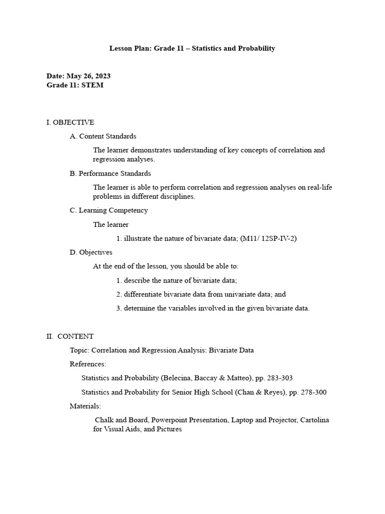 Lesson Plan | PDF | Descriptive Statistics | Statistics