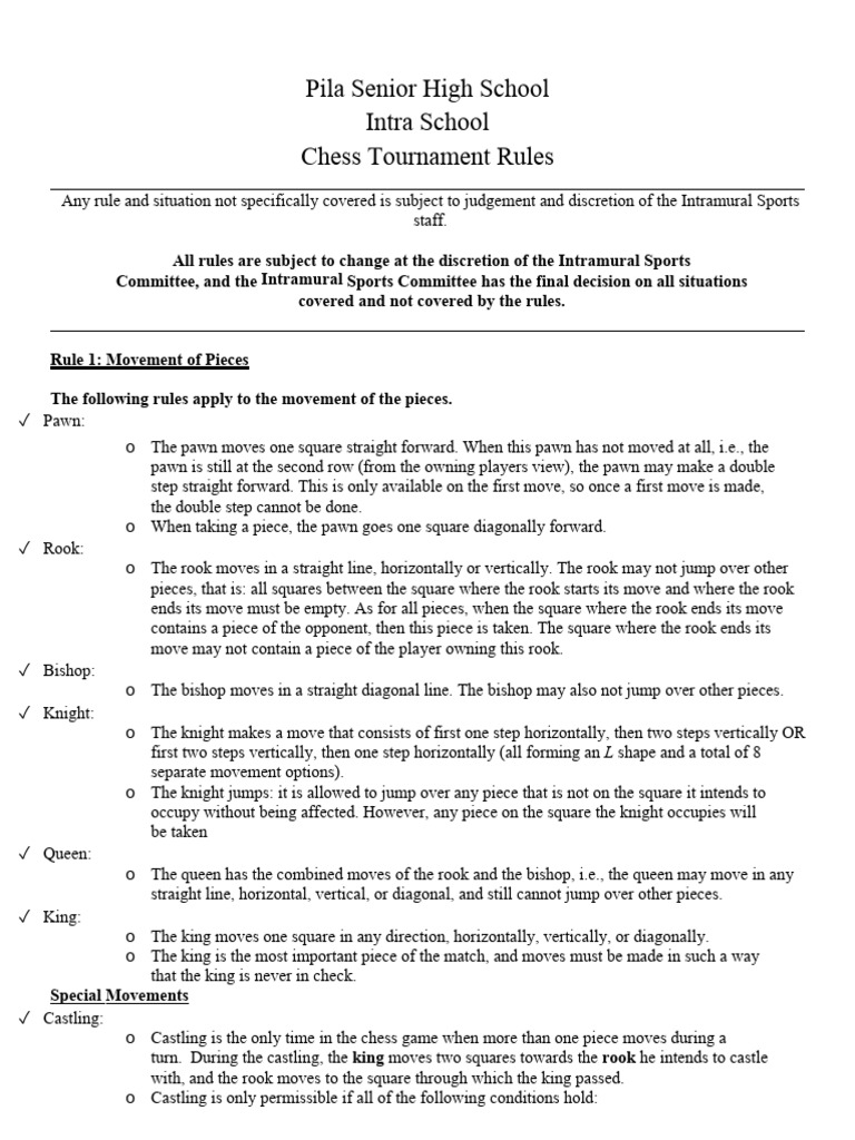 Chess Rules | PDF | Chess | Board Games