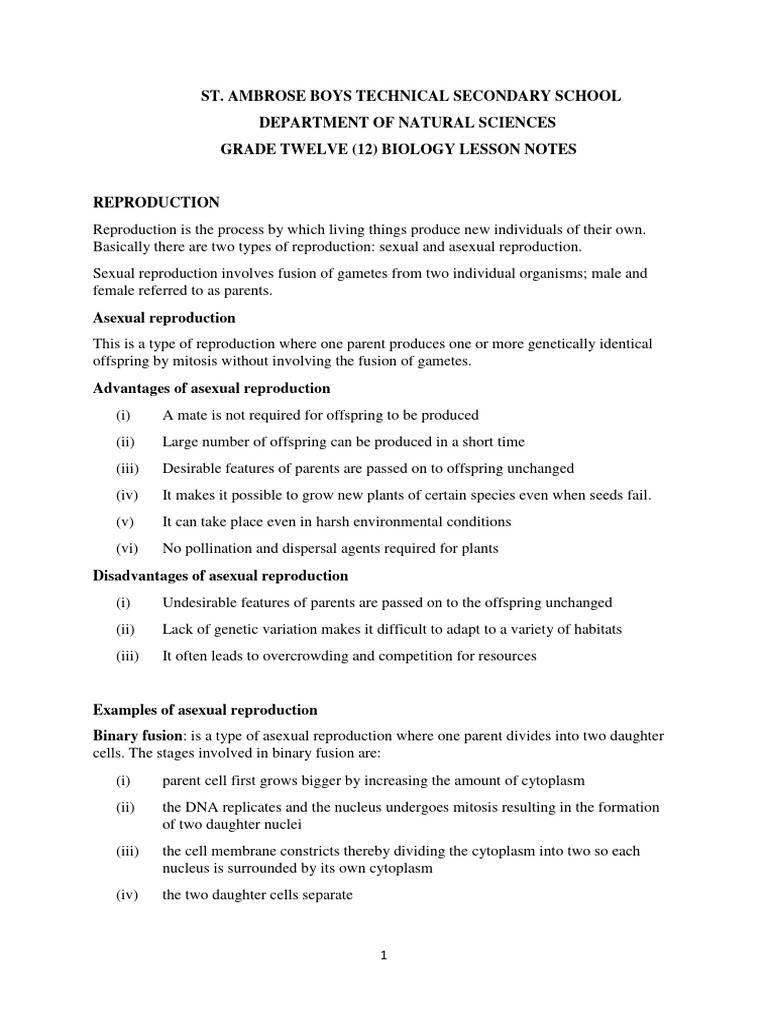 g12 Biology Lesson Notes-2024 | PDF | Flowers | Grafting