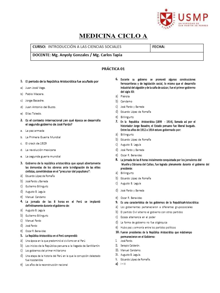 Practica1 Introduccion Cs Sociales | PDF | Perú