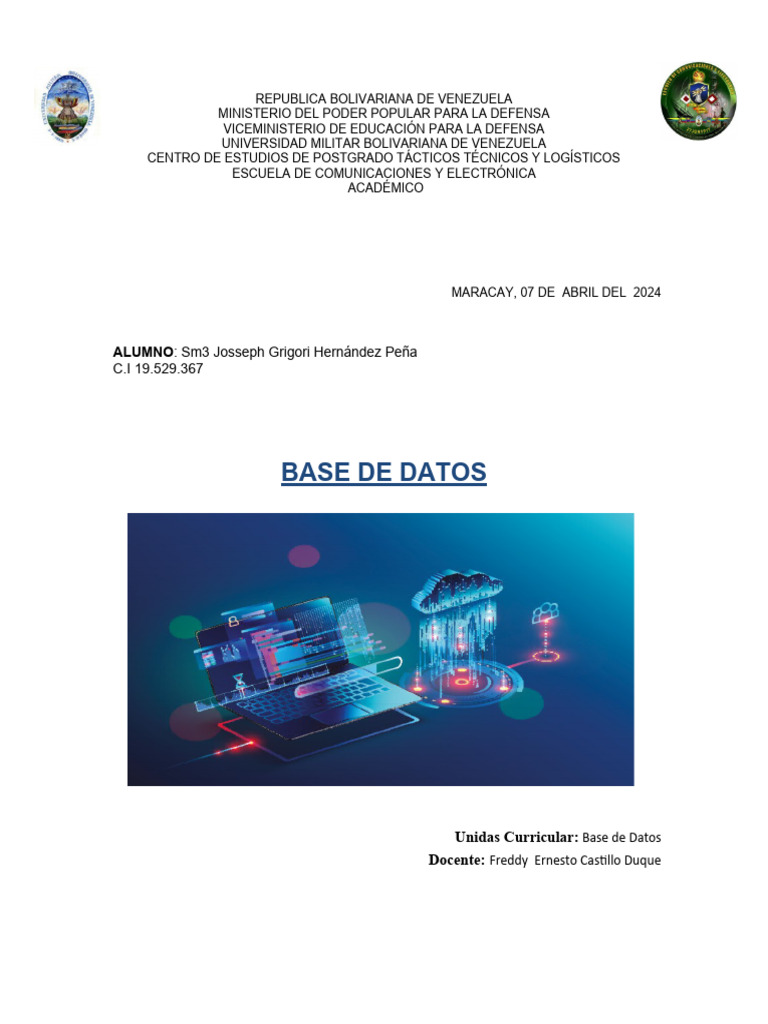 BASE DE DATOS sm3 Hernandez Josseph | PDF | Mi sql | Bases de datos