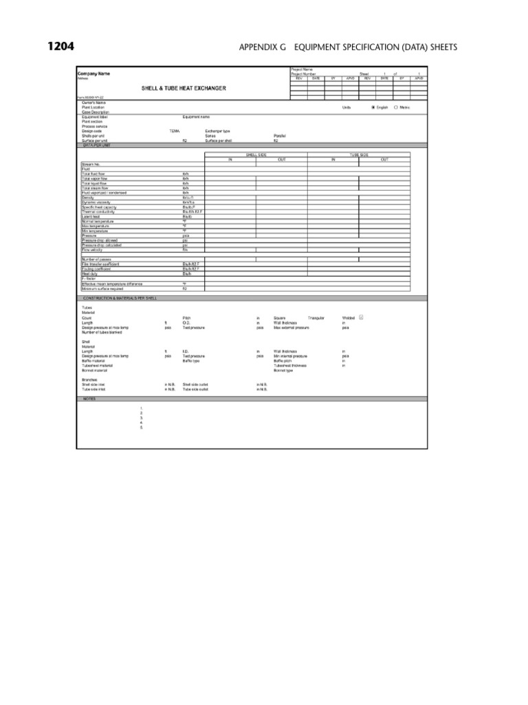 Appendix G Equipment Specification (Data) Sheet | PDF