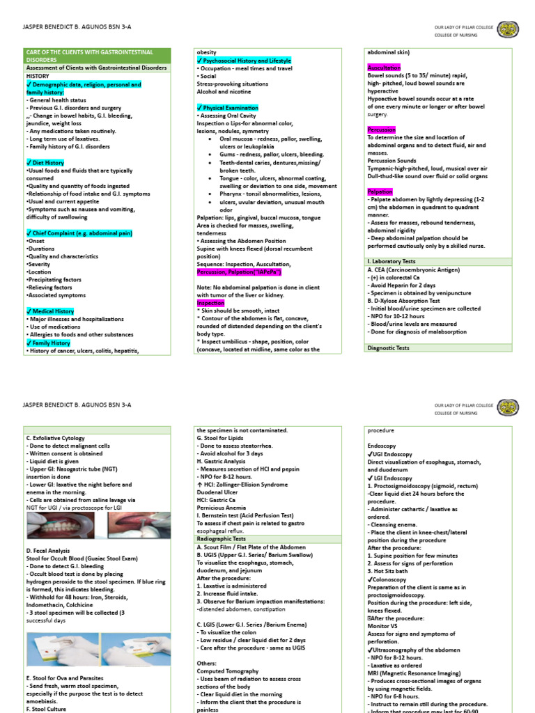 Gastro Handout | PDF | Stomach | Gastroenterology