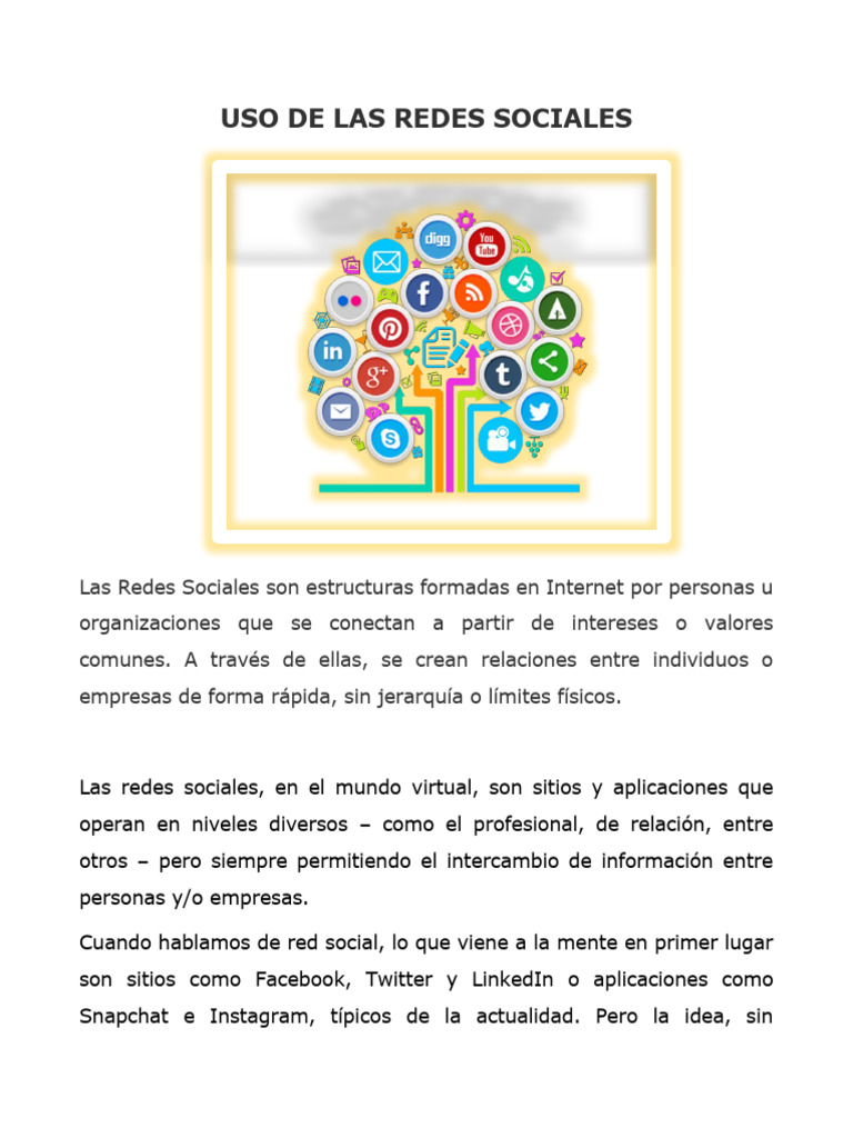 Uso de Las Redes Sociales | PDF | Servicio de redes sociales | Facebook