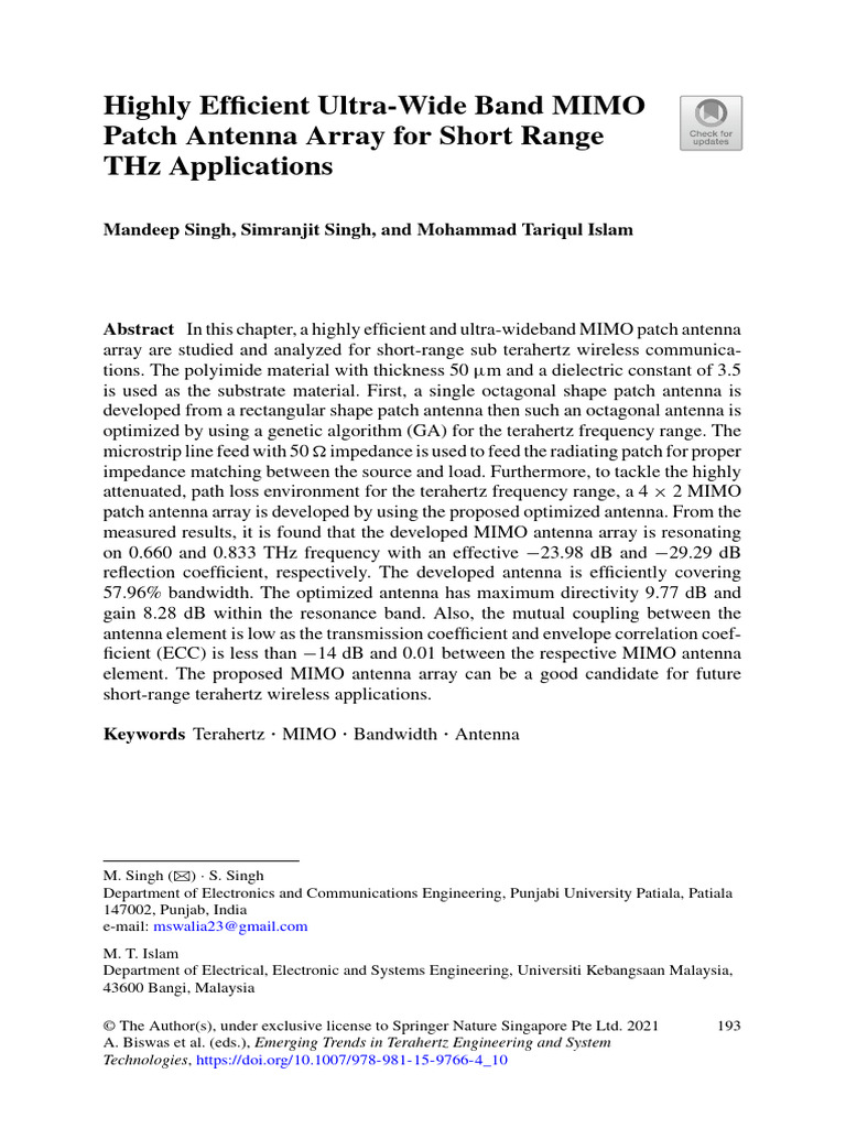 Springer Book Chapter | PDF | Terahertz Radiation | Antenna (Radio)