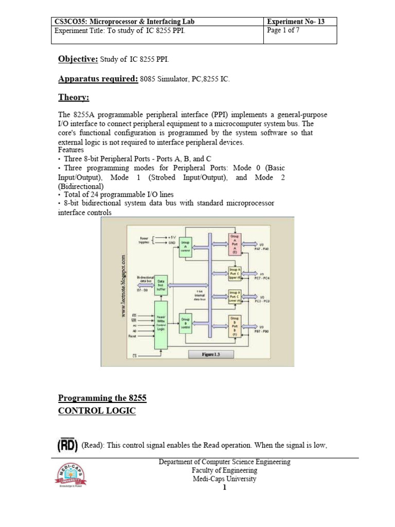 IC 8255 PPI Study in 8085 Lab | PDF | Digital Technology | Computer ...