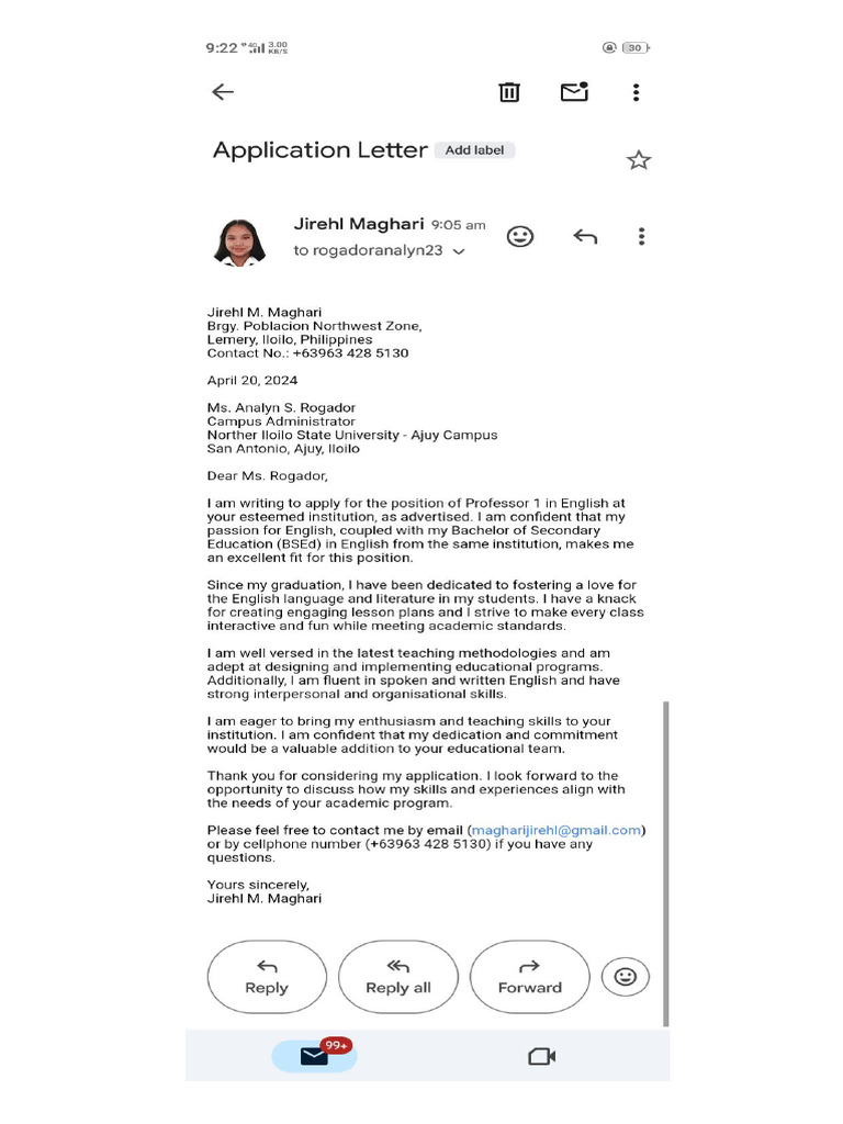 Sample Application Letter | PDF