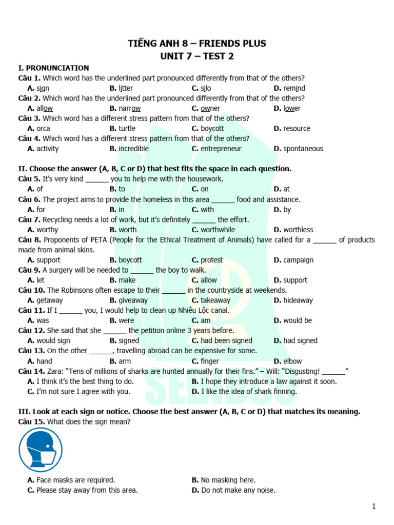 Friends Plus 8 Unit 7 Test 2 | PDF | Teachers